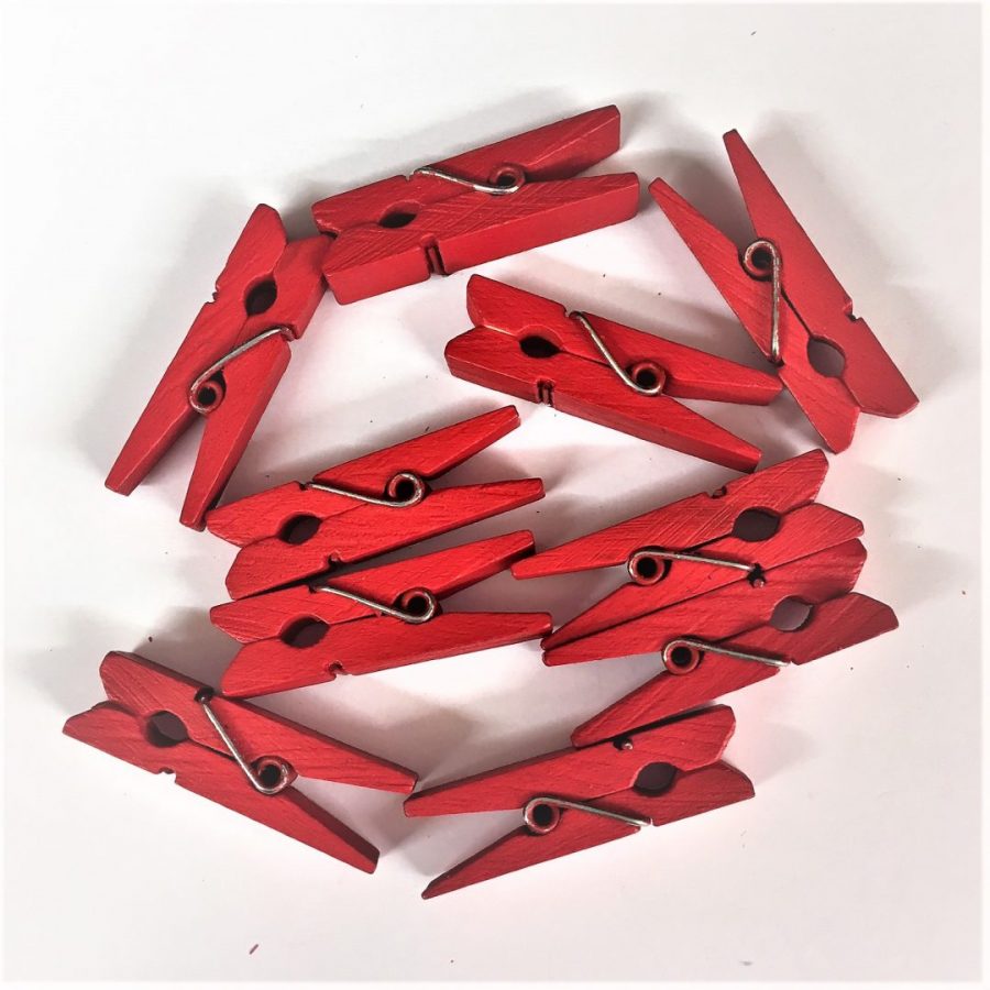 Wooden Mini Pegs 35mm in length 10mm thick - Red Colour | Pony Beads ...