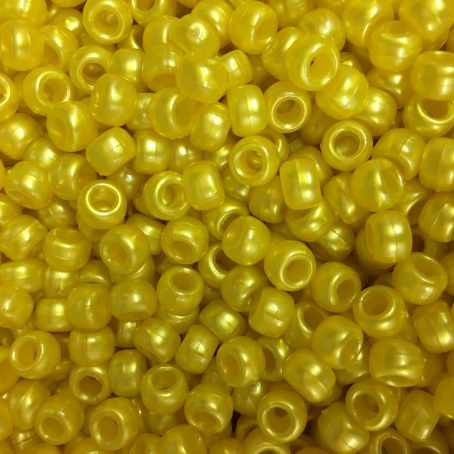 Yellow Pearl 9x6mm Pony Beads Dummy Clips, Pram Charms | Pony Beads ...