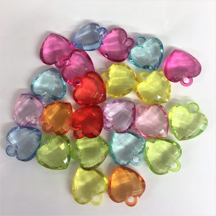 Mixed Bright Colour Transparent Heart Charms, Dummy Clips | Pony Beads ...