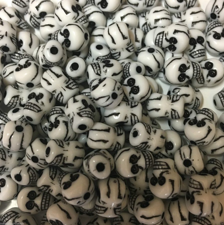 100 x White Skulls Beads Charms | Pony Beads - Suppliers of Pony Beads ...